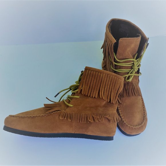 Shoes | New Suede Fringed Native American Ankle Boots Size 11 | Poshmark